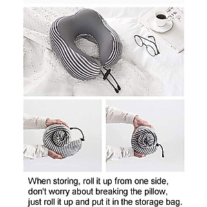 JYYBN Travel Pillow 100% Pure Memory Foam Neck Pillow, Chin and Neck Support Cushion U Shaped Portable Travel Pillow for Kids Adults Aircraft Car Train Office