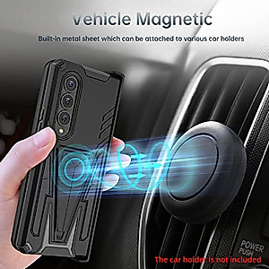 EAXER for Samsung Galaxy Z Fold 4 Case, Shockproof Heavy Duty Case Built-in Kickstand Hybrid Stand Hinge Protection Cover (Black)