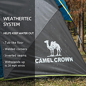 CAMEL CROWN Tents for Camping 4 Person Tent Waterproof Easy Setup Backpacking Tents with Floor Mats 3/4/5 Person Family Tent for Outdoor Hiking