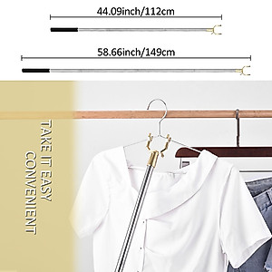 58 inch extended long rod wardrobe clothing telescopic rod with long handle, suitable for high reach areas, clothes drying rod with hook is very suitable for university dormitories