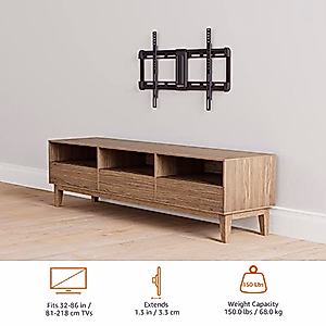 Amazon Basics Low Profile TV Wall Mount with Horizontal Post Installation Leveling for 32-Inch to 86-Inch TVs