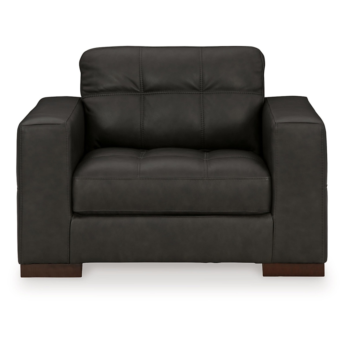 Signature Design by Ashley Luigi Modern Tufted Leather Match Upholstered Oversized Chair, Black