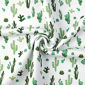 David Angie Cactus Printed Bullet Textured Liverpool Fabric 4 Way Stretch Spandex Knit Fabric by The Yard for Head Wrap Accessories (Cactus)