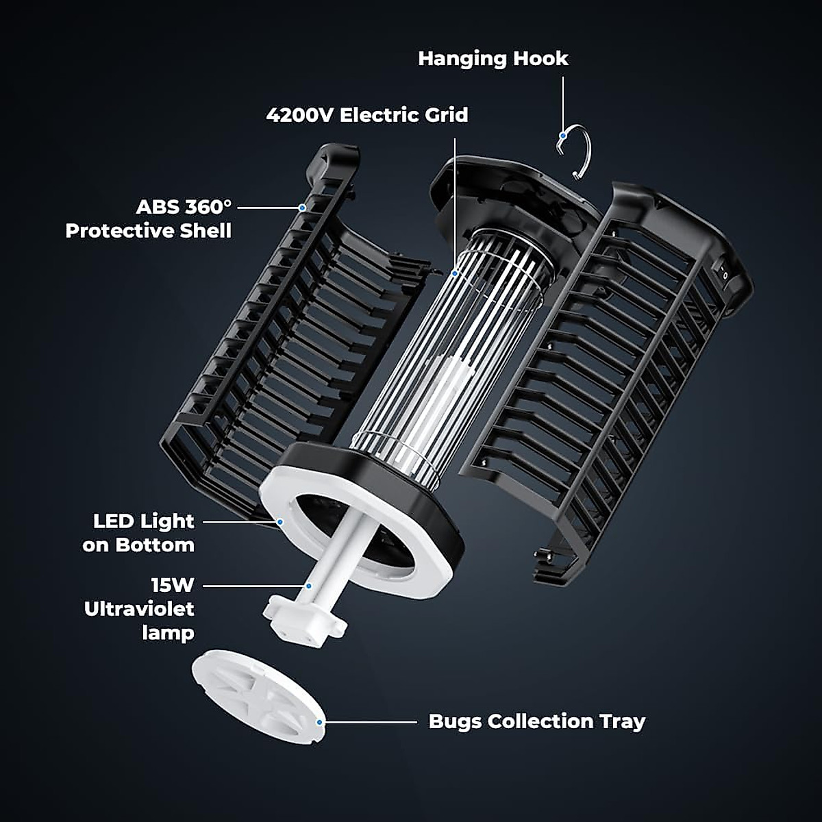 YISSVIC Bug Zapper Outdoor Indoor Waterproof Electric Mosquito Fly Zapper Killer Effective 4200V Plug in for Home Patio Office Courtyard