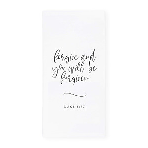 The Cotton & Canvas Co. Forgive and You Will Be Forgiven, Luke 6:37 Scripture, Bible, Religious, Soft and Absorbent Tea Towel, Flour Sack Towel and Dish Cloth