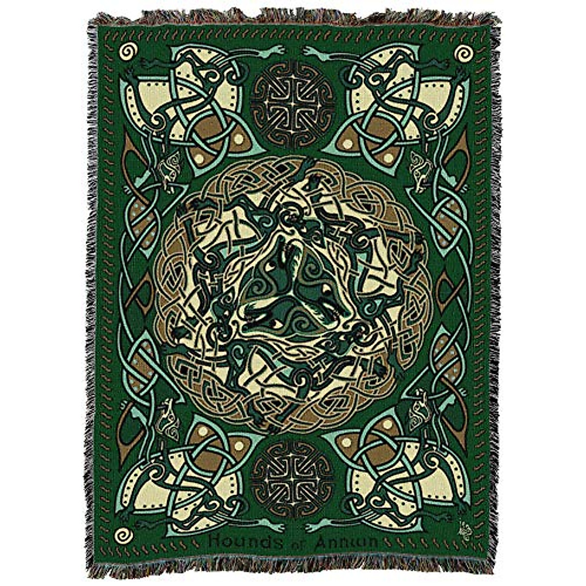 Pure Country Weavers Celtic Hounds Blanket by Jen Delyth - Gift Tapestry Throw Woven from Cotton - Made in The USA (72x54)