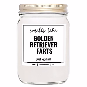 YouNique Designs Smells Like Golden Retriever Farts 8oz Soy Candle - Dog Farts Candle Gifts for Golden Retriever Lovers - Golden Retriever Gifts for Women, Men, Dog Lovers (Lavender & Vanilla)