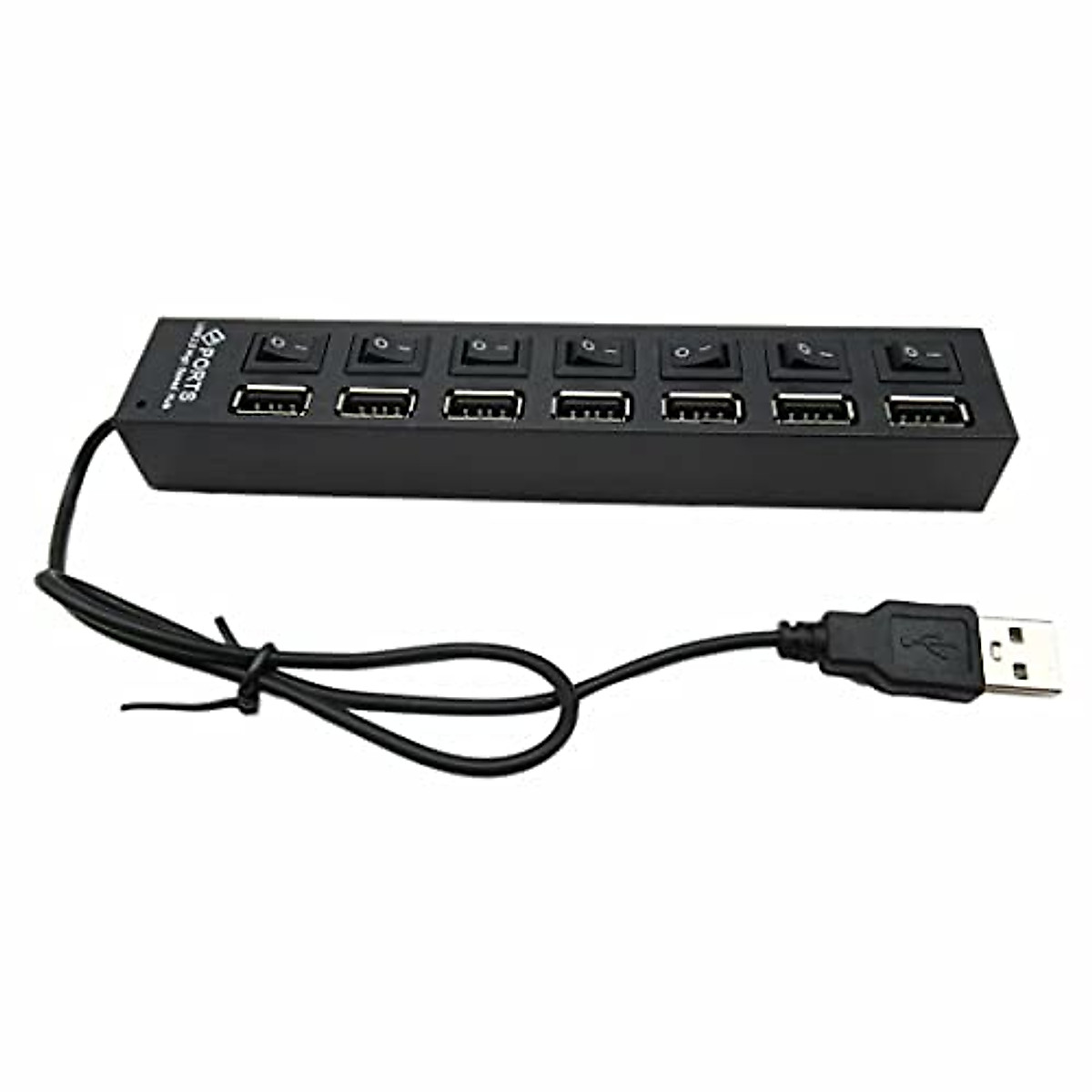 High Performance 7 Port USB 2.0 HUB for LED Powered High Speed Splitter Extender Cable Black White New