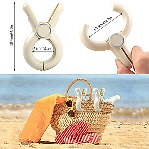 Beach Towel Clips for Beach Chairs, Towel Holder for Beach Chair Pool Chair on Cruise, Jumbo Size Heavy Duty Clothes Pins, Beach Chair Clips to Keep Your Towel from Blowing Away, White, 4 Pcs
