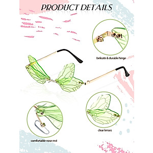 7 Pieces Dragonfly Sunglasses Fairy Glasses Butterfly Glasses Rimless Sunglasses for Women Men