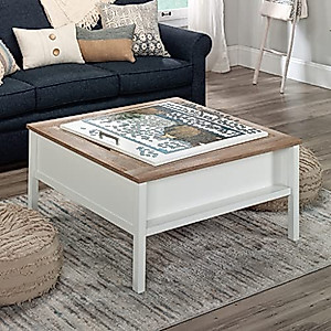 Sauder Cottage Road Coffee Gaming Table with Removable Top, Soft White Finish