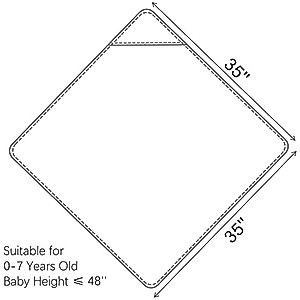 SWEET DOLPHIN Large 2 Pack Ultra Soft Bamboo Hooded Baby Towel - 35 x 35 inch - Ultra Absorbent Hooded Bath Towels with Ears for Babies, Toddler, Infant - Newborn Essential Cute for Boys and Girls