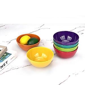 Set of 6 100% Melamine 28oz Salad Bowls Set,6 inch Round Melamine Soup Cereal Bowls,Melamine Dinnerware sets for Home Dinner Party or Picnic,Break-resistant and BPA Free,Multicolor