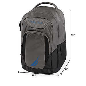 Nautica Sail Laptop Backpack, Grey/Blue, One Size