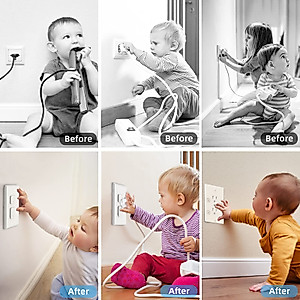 Magnetic Self-Closing Outlet Cover AOSITE 6 Pack Outlet Covers Baby Proofing Safety Cream White Power Plug Protectors with Screw Childproof Outlet Cover for Baby Safety, 10 Pack Outlet Plug Covers