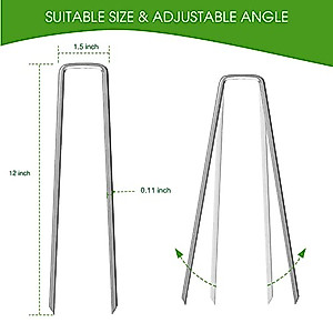 UPMCT 12 Inch Galvanized Garden Landscape Staples Stakes, 25 50 100 PCS Anti-Rust Garden Staples U-Shaped Landscape Pins for Secure Lawn Fabric (25, 12 Inch)