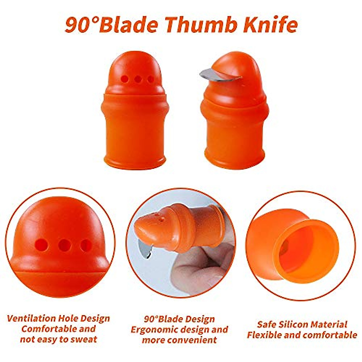 YBB 12 Pcs Gardening Silicone Thumb Knife Harvesting Tool, Separator Finger Plant Fruit Picking Knife Garden Tool (S)