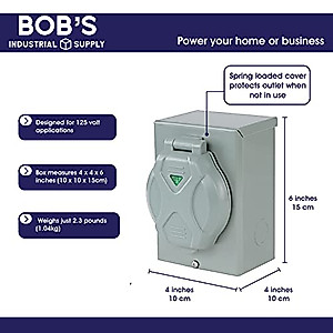 BISupply 50 Amp Generator Inlet Box - 3 Prong Power Inlet Box, SS 2-50P 125V/250V Connection Box with Light Indicator