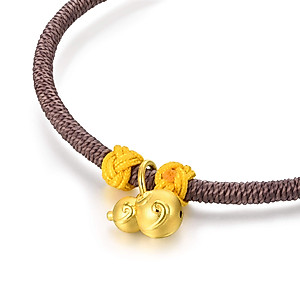 CHOW SANG SANG Cultural Blessings 999 24K Solid Gold Gourd (Wulu) Auspicious Blessing Bracelet for Women 92058B | 8.6 Inches, (22 CM)