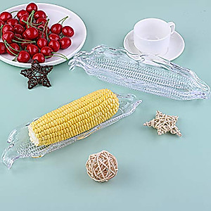 Ruisita 6 Pack Transparent Corn Trays Plastic Cob Dinnerware Corn Dishes Service Tray