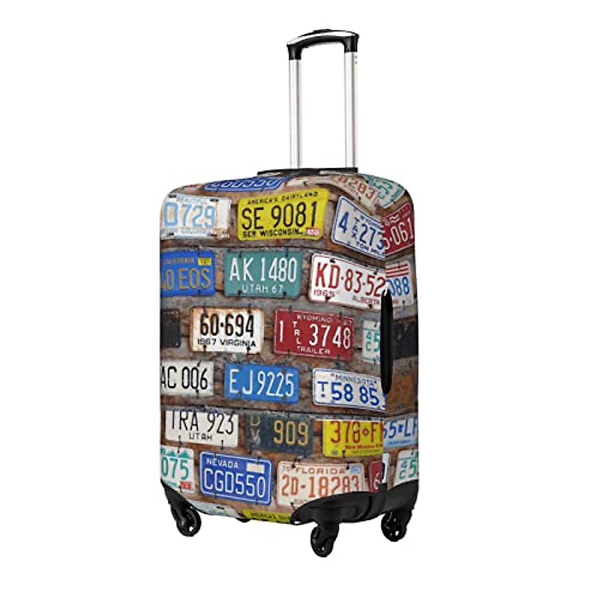 DOINBEE License Plates Suitcase Cover Old Car License Plates on The Wall Luggage Covers for Suitcase Colorful Printed Elastic Luggage Sleeves or Covers Travel Accessories Fit 29-32 Inch Luggage
