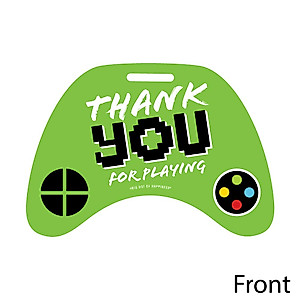 Big Dot of Happiness Game Zone - Shaped - Pixel Video Game or Birthday Party Thank You Note Cards with Envelopes - Set of 12