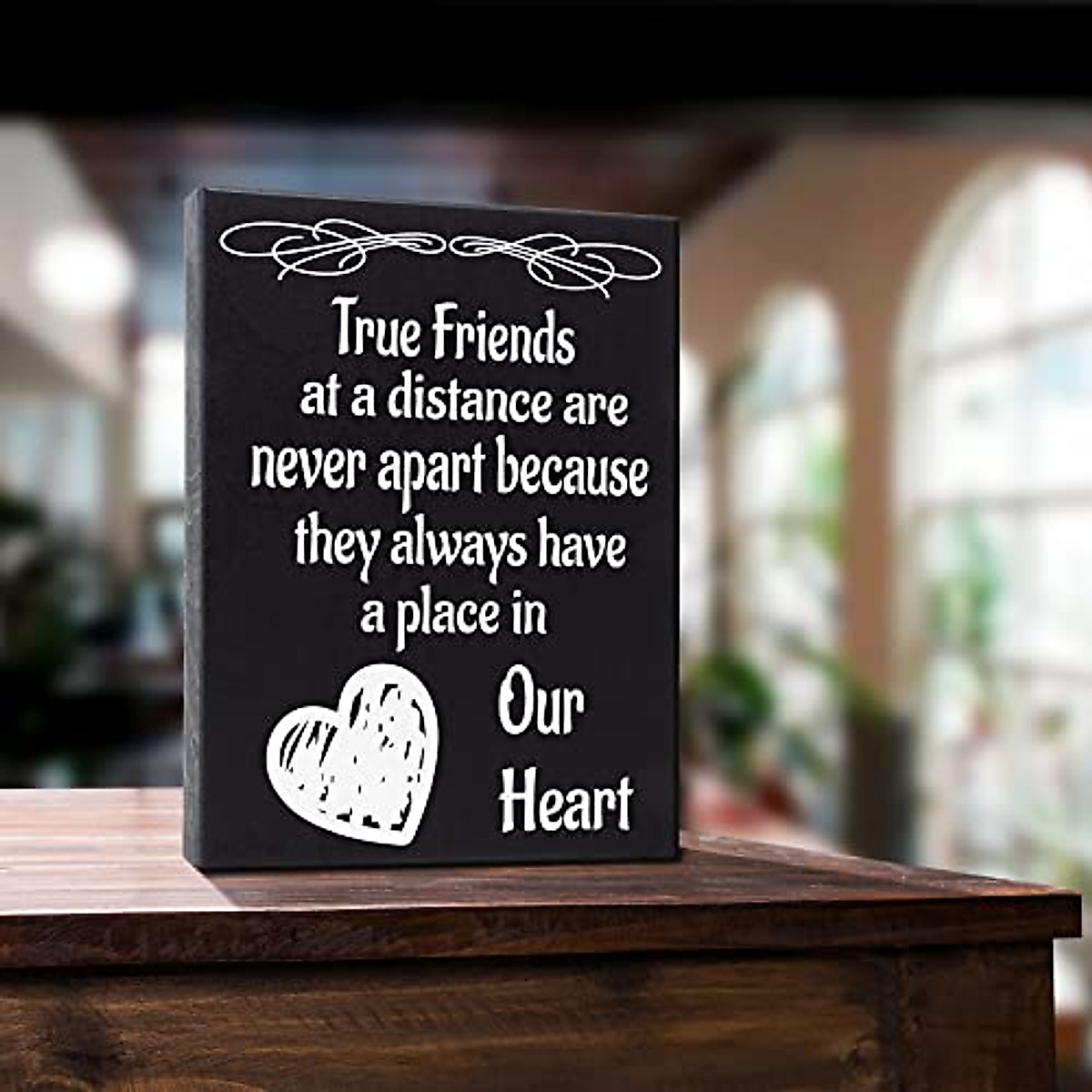 JennyGems Friend Gifts, Friends At a Distance Are Never Apart Wooden Sign, Going Away Gifts for Friends, Wall Hanging and Shelf Decor, Made in USA
