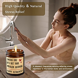 SUEHHYY Retirement Gifts for Women Woman Men 2024, Natural Soy Wax Lavender Scented Handmade Candle (7oz), Funny Happy Retirement Gifts for Teacher Nurse Coworker Boss Employee Friends