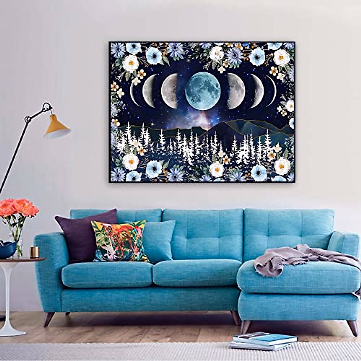 Moon Diamond Painting Kits for Adults -Flower 5D Diamond Art Kits, Full Drill Diamond Painting,Gem Arts and Crafts for Beginner Kids Home Wall Decor 16 x 12 Inch