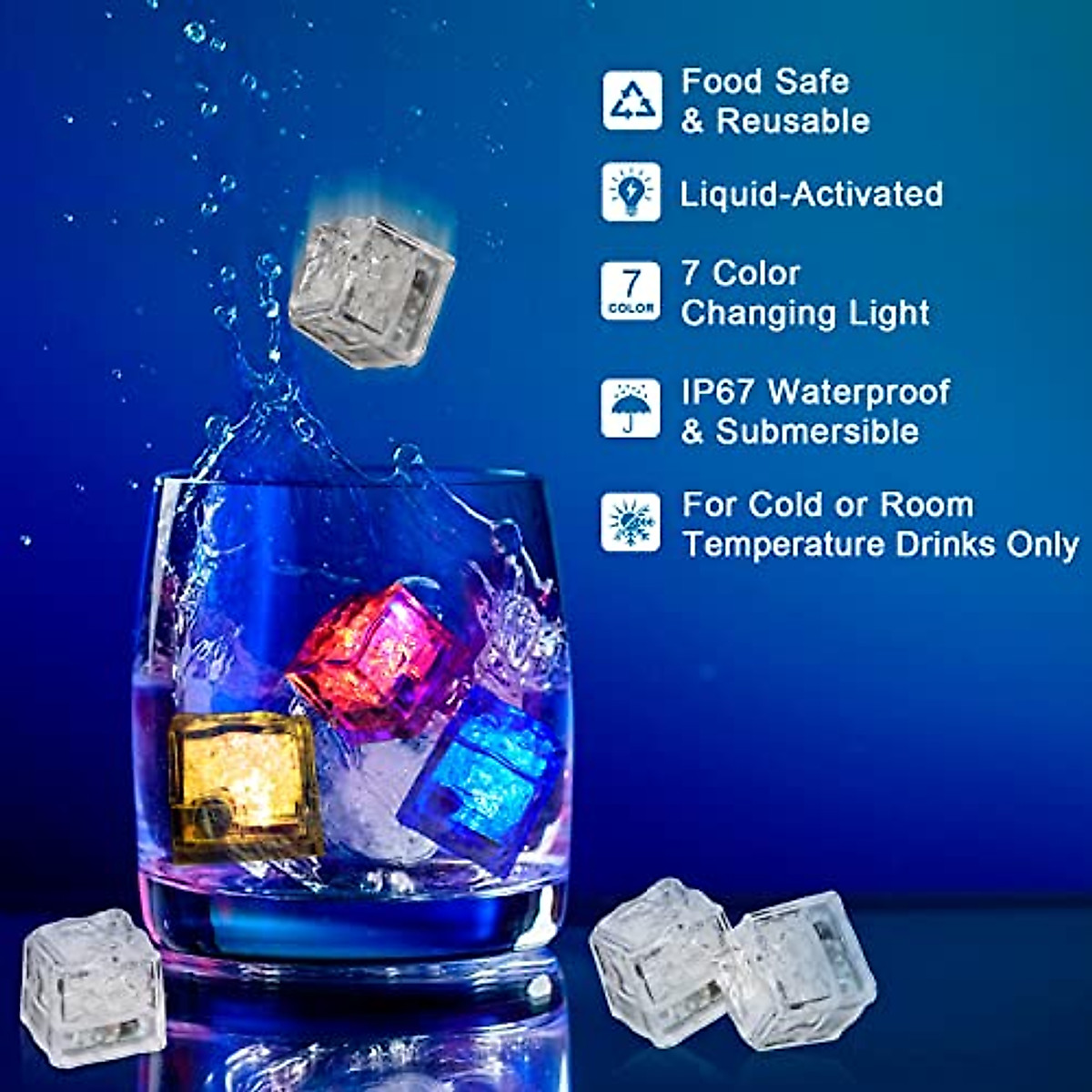 LED Ice Cubes - Colorful and Reusable for Parties
