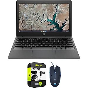 HP 11a-na0010nr Chromebook 11.6" MediaTek MT8183 4GB/32GB SSD Laptop Bundle with Bundle with Eblue Cobra Junior 1600dpi Black Gaming Mouse + 1 YR CPS Enhanced Protection Pack