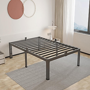 ROIL 18 inch Twin Bed Frames with Headboard Hole and Round Corner Legs Mattress Retainers 3500LBS Heavy Duty Steel Slats No Box Spring Needed Platform Noise-Free Easy Assembly