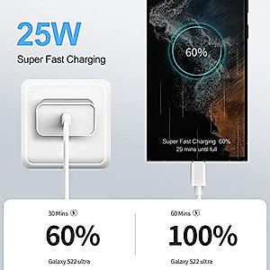 S23 USB C Super Fast Charger, 25W PD Type C Fast Charging Wall Charger Block with 6.6ft Phone Cable for Samsung Galaxy S23 Ultra 5G/S23+/S23/S22/S21/S20/Ultra/Plus/Fe, Note 20/10, A71/A53, Galaxy Tab