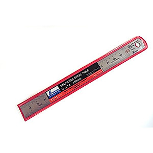 Shinwa H-101A 150 mm Rigid (15 mm x 0.5 mm) Zero Glare Satin Chrome Stainless Steel Machinist Engineer Ruler / Rule with Graduations in mm and .5 mm