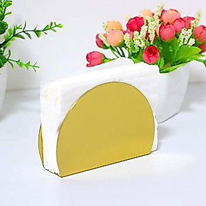 1pc Gold Semicircle Stainless Steel Napkin Holder Tissue Dispenser Rust Resistant Serviette Napkin Case Display for Kitchen, Dining Tables, Parties, Countertops, Restaurant and Bars