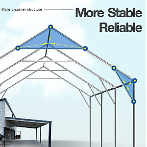 FINFREE 10 x 20 ft Heavy Duty Carport Car Canopy, Garage Shelter for Outdoor Party, Birthday, Garden, Boat, Adjustable Height from 9.5 ft to 11 ft,Green