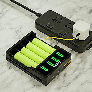 18650 Battery Charger, Tectra Universal Smart LED Charger for Rechargeable Li-ion Batteries 18650 26650 18490 17670 17500 16340 14500, Ni-MH Ni-Cd A AA AAA AAAA Batteries