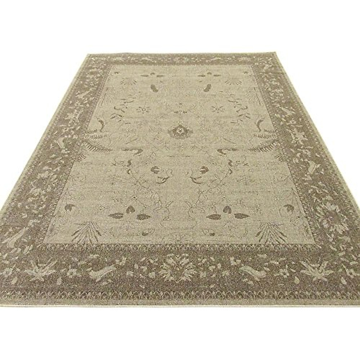 Unique Loom La Jolla Collection Farmhouse, Contemporary, Botanical, Traditional, Vintage Area Rug, 9 x 12 ft, Light Brown/Dark Brown