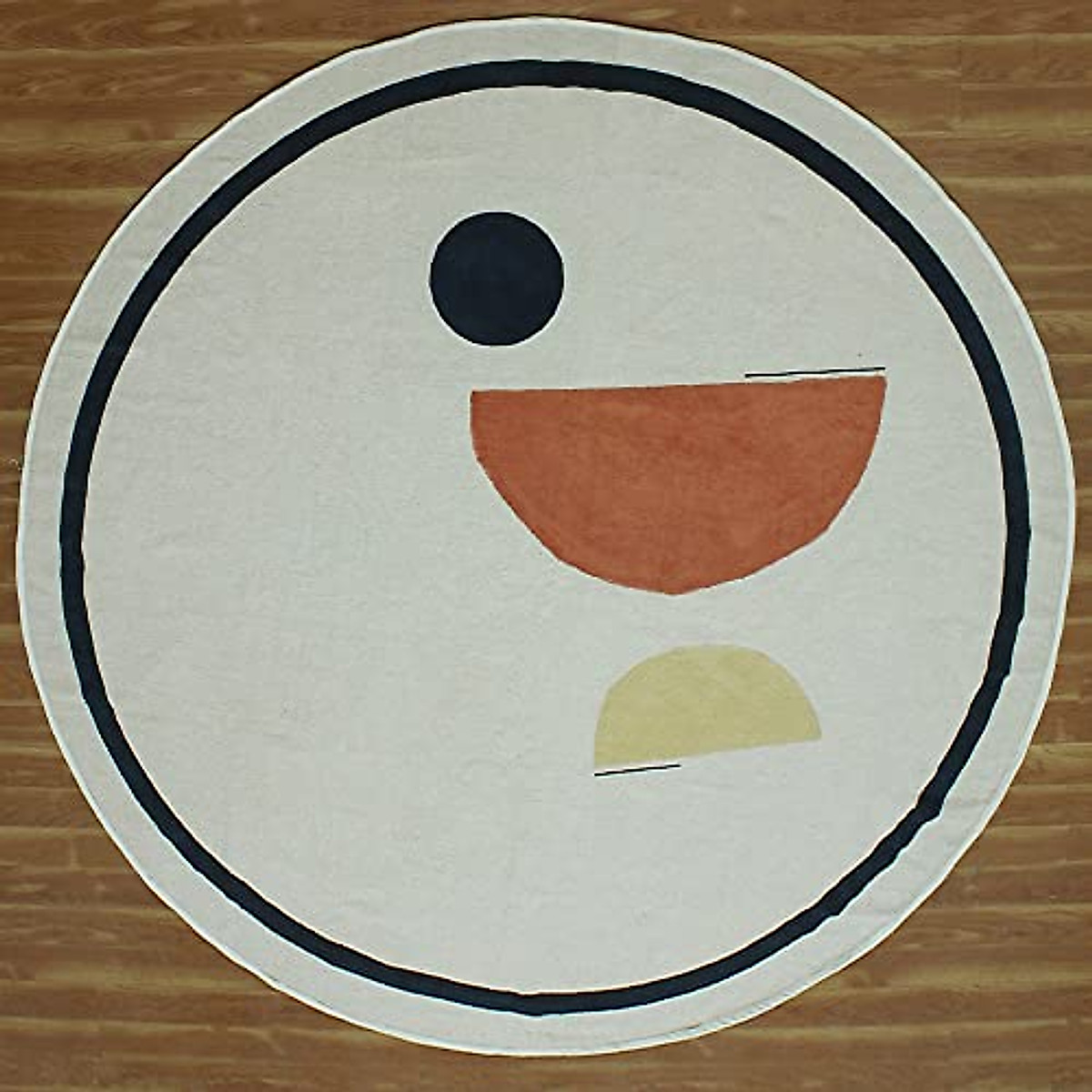 Casavani Hand Block Printed Cotton Dhurrie Moroccan Tassel Rug Round Area Rug Easy Care Washable Rugs for Doormat Entryway Living Room Bedroom Hallway Balcony 8x8 Feet Square