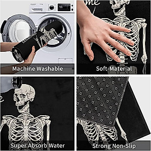 ATMOPSK Skull Doormat Funny Halloween Skull Welcome Door Mat,Living Room Kitchen Floor Mat Home Halloween Indoor Outdoor Decoration 17 x29 Inch