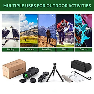 Hooerm HD Monocular Telescope for Smartphone, 12X50 High Powered Monoculars for Adults Kids with Clear Low Light Vision- Ideal for Bird Watching, Hunting, and Outdoor Activities, Upgraded