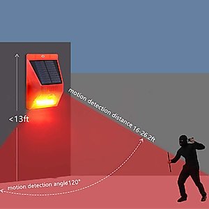 HULPPRE Solar Outdoor Motion Sensor Alarm-129db Loud Siren Lamp Noise Maker, 4 Working Modes Strobe Light with Remote,Say Goodbye to The Unwanted Explorers