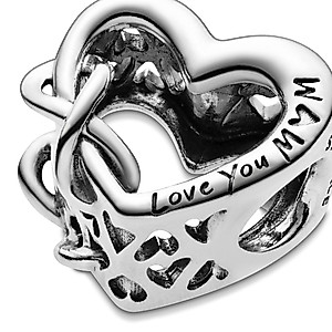 Pandora Love You Mom Infinity Heart Charm - Compatible Moments Bracelets - Jewelry for Women - Gift for Women in Your Life - Made with Sterling Silver