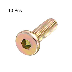 uxcell M6 x 20 mm Threaded Hex Socket Head Cap Screw Bolt Bronze Tone (Pack of 10)