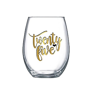 25th Birthday Gifts for Women Large Stemless Wine Glass 0079