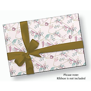 Stesha Party Pink Floral Wrapping Paper All Occasion - Folded Flat 30 x 20 Inch (3 Sheets)