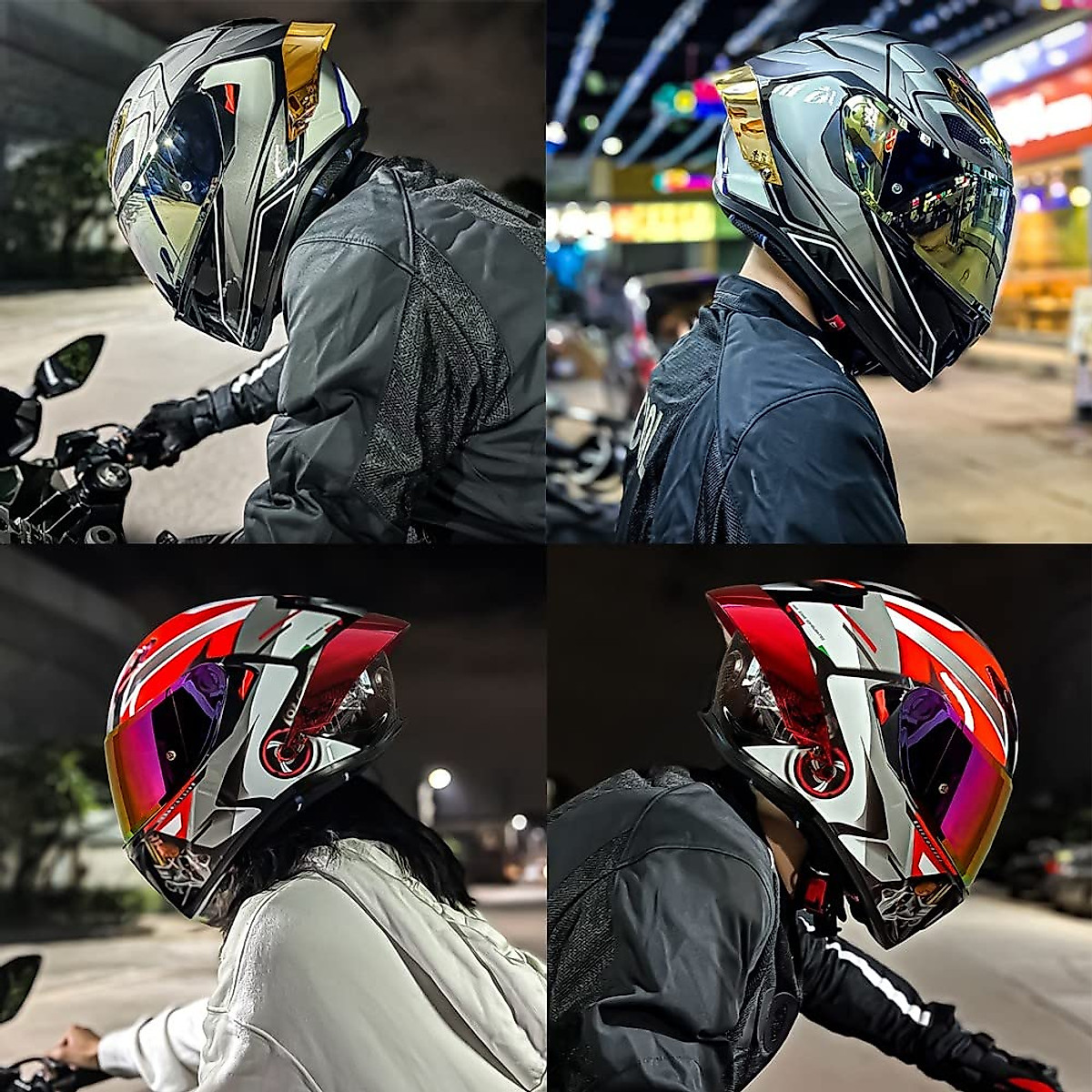 Bluetooth Full Face Motorcycle Helmet, DOT Approved Flip Up Anti-Fog Double Visor Helmet, Street Bike Helmet, Built-in Dual Speaker with Microphone, for Adults Men and Women M~XXL