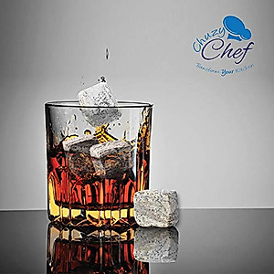 Whiskey Stones Chilling Ice Cubes - Set of 9 Whiskey Rocks Chilling Stones Reusable Whiskey Stone for Your Drinks with Velvet Gift Pouch Great Gift Idea