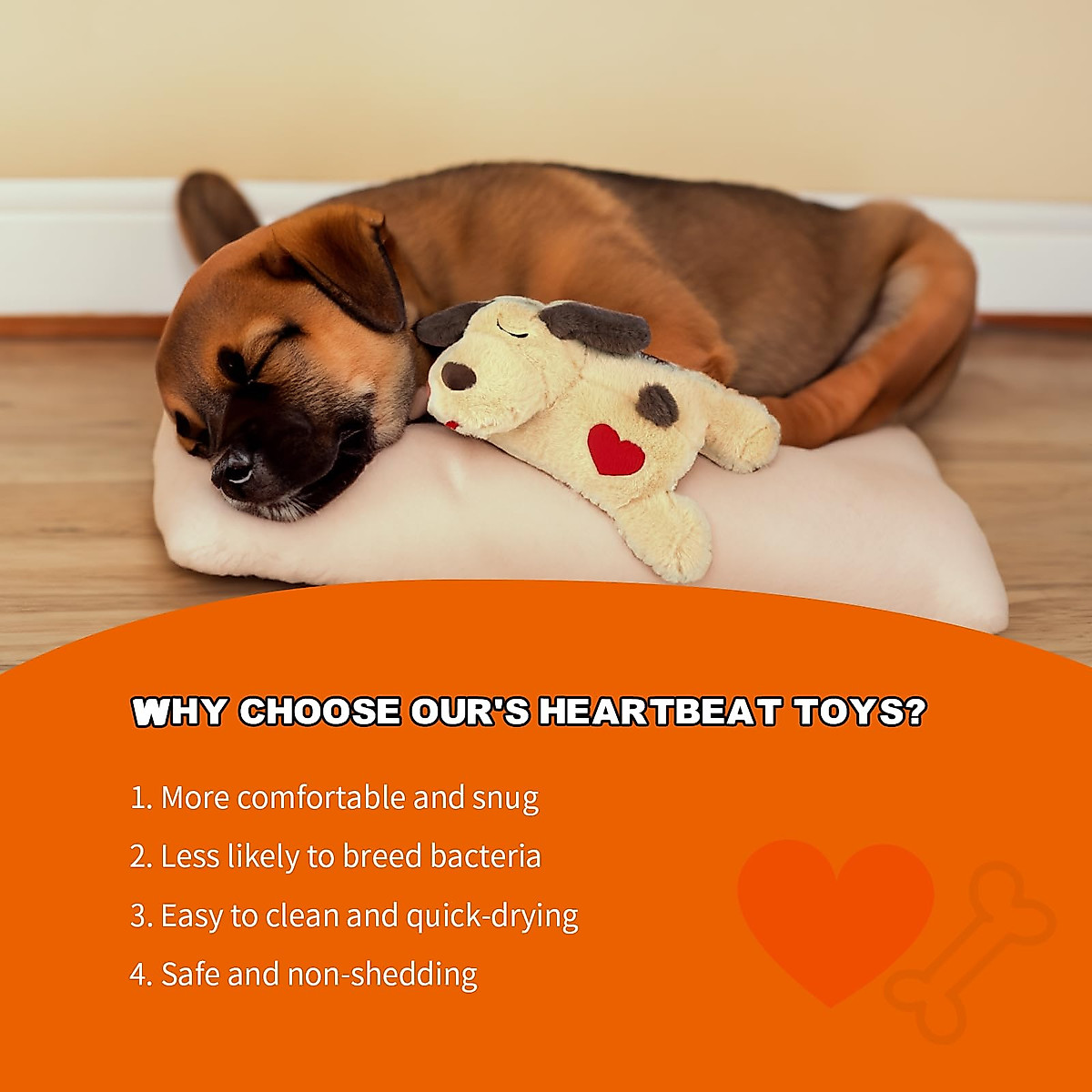 Beverly Shark Puppy Heartbeat Toy Dog Anxiety Relief Calming Aid Puppy Heartbeat Stuffed Animal Behavioral Training Sleep Aid Comfort Soother Plush Toy for Puppies Cats (Brown-1) (Yellow)