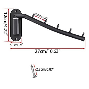 Sumnacon Stainless Steel Clothes Hanger Rack-Wall Mount Garment Hook with Swing Arm, Sturdy Coat Robe Storage Organizer for Laundry Room Bedrooms Clothing Drying Rack with 5 Hooks, Black